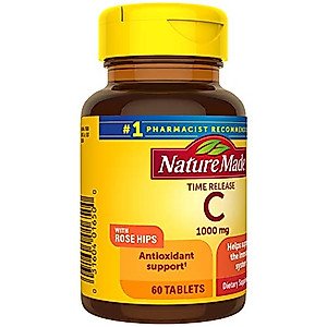 Nature Made Vitamin C 1000 mg Time Release Tablets with Rose Hips, 60 Count to Help Support the Immune System