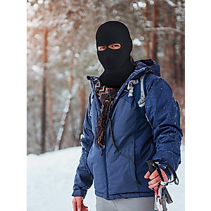 WILLBOND 2 Pieces Knitted Full Face Cover 2-Hole Winter Ski Balaclava Face Covering for Adult Supplies (Black)