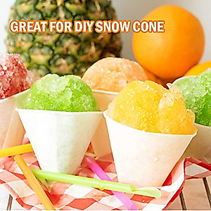 AQUEENLY 100 Snow Cone Cups, Wax Coated Leakproof Cone Paper Cups for Slush, Shaved Ice, Water - 6OZ, White