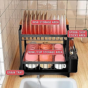 MCUIATN Dish Drying Rack -Multifunctional Dish Rack (Black)