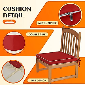 RULAER Patio Chair Cushion 20X20X4 Inch Outdoor Waterproof Seat Cushions Indoor Firm Yet Comfortable Square Dining Chair Pads Double Piping Washable Chair Pad (20x20x4（1pc）, Red)