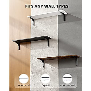 EZFurni 31.5'' Large Floating Shelves Wood for Wall, Set of 2 Wider Floating Wall Shelves for Wall Decor,Solid Wall Shelves for Bedroom,Kitchen, Versatile Wall Mounted Shelves,Rustic Brown