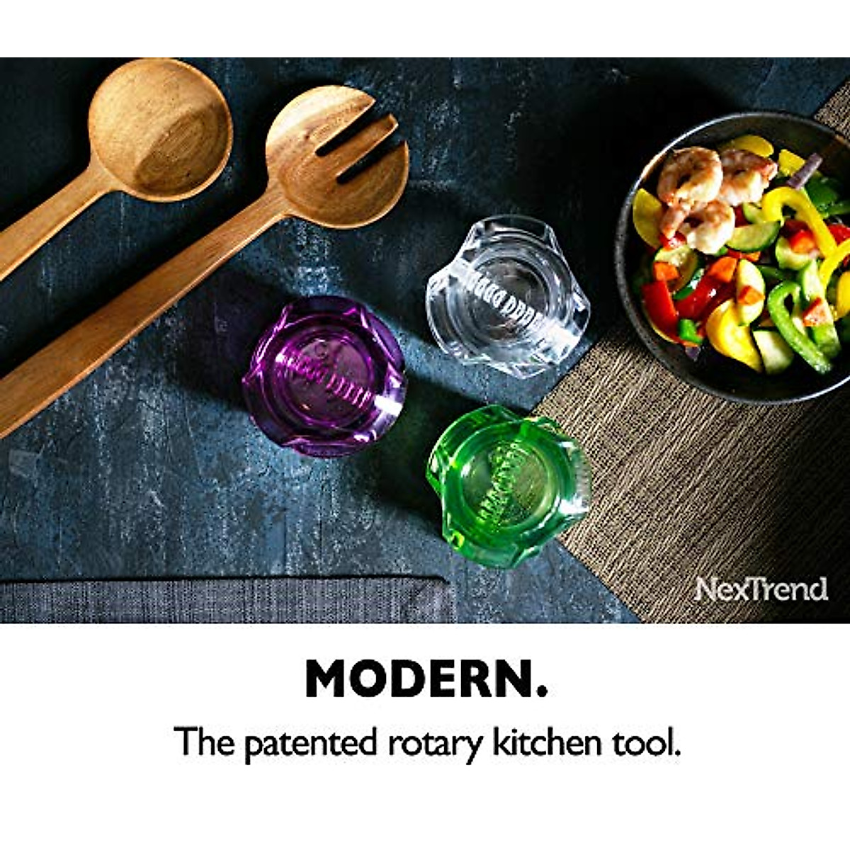 Nextrend Garlic Twister 4th Gen - Ginger, Herb, Nuts, Garlic - Handheld Kitchen Mincer, Easy to Clean! (Clear)