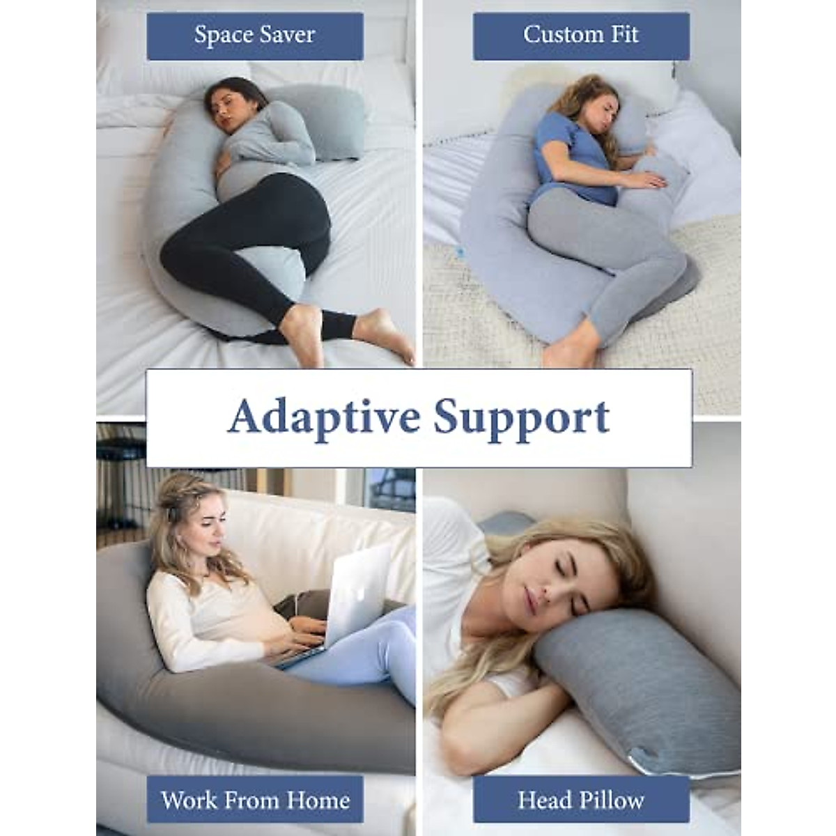 Pharmedoc Pregnancy Pillows, U-Shape Full Body Pillow – Removable Cooling Cover -Dark Grey – Pregnancy Pillows for Sleeping – Body Pillows for Adults, Maternity Pillow and Pregnancy Must Haves