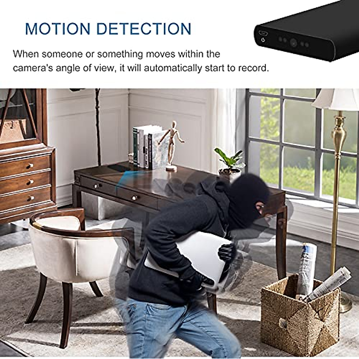 Newwings Hidden Camera, 1080P 10,000mAh Mini Spy Camera Power Bank Portable Nanny Cam Mini Video Recorder Home Security Camera with Gravity Sensor Motion Detection Night Vision