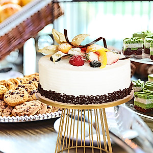 Sunormi Maygone 2pcs Modern Metal Gold Cake Stands Plate Set with Geometric Base Cupcake Stand Dessert Display Stands for Parties Table Decoration(8",10")