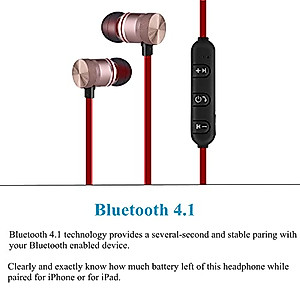 Oumij1 Bluetooth Headphones, Magnet Wireless Bluetooth Sports Earphone Headset Headset for iPhone Android(Gold)