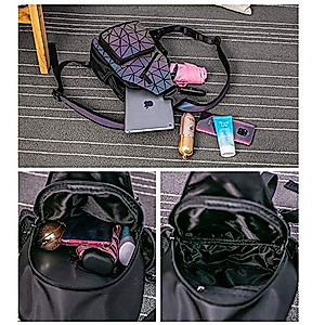 Geometric Luminous Purses and Handbags For Women Holographic Reflective Crossbody Bags Wallet Purse (Luminous Backpack B)