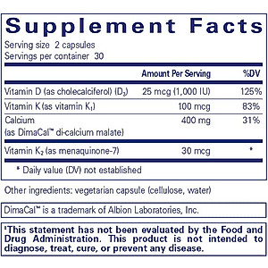Pure Encapsulations Calcium K/D | Supplement for Bone Strength, Immune System, Colon, and Cardiovascular Health* | 60 Capsules