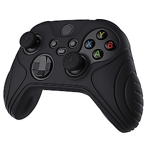 eXtremeRate PlayVital Samurai Edition Black Anti-Slip Controller Grip Silicone Skin for Xbox Core Wireless Controller, Ergonomic Protective Case Cover for Xbox Series S/X Controller w/Thumb Grips