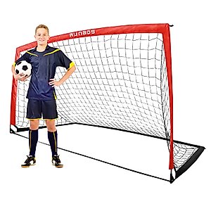 RUNBOW 9x5 ft Portable Kids Soccer Goal for Backyard Adult Junior Large Practice Soccer Net with Carry Bag (9x5ft, Red, 1 Pack)