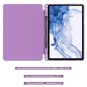 Soke Galaxy Tab S8+/S7 FE/S7 Plus 12.4 inch Case with S Pen Holder, Translucent Soft TPU Back Cover for Samsung Tab S8+ 2022/S7 FE 2021/S7 Plus 2020 [SM-X800/X806/T730/T736B/T970/T975],Violet