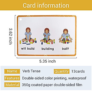 Richardy Irregular Verbs/Verb Tense 2 Themes English Flash Cards Kids Pocket Card, Kindergarten Preschool Educational Toys, Kindergarten Supplies
