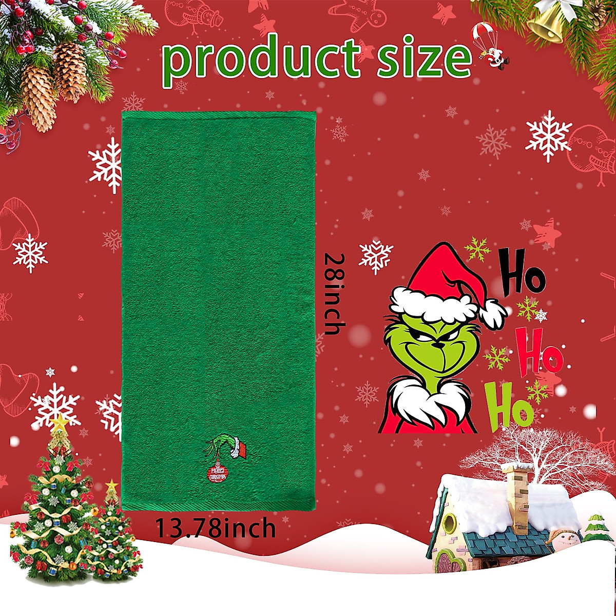 SparkEpic Large Christmas Hand Towel, 100% Cotton Christmas Kitchen Towels Dish Towels, Ultra Absorbent Drying Xmas Towels Set Gift for Bathroom Decor