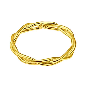 AeraVida Crown of Thorn Weave Wire Braid Gold Plated Over .925 Sterling Silver Band Ring (8) | Unique and Elegant Jewelry Accessory for Women