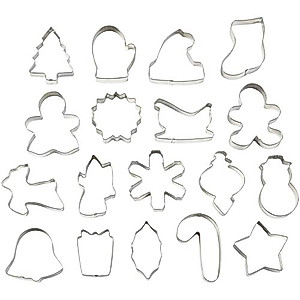 Wilton Holiday Shapes Metal Christmas Cookie Cutter Set, 18-Piece