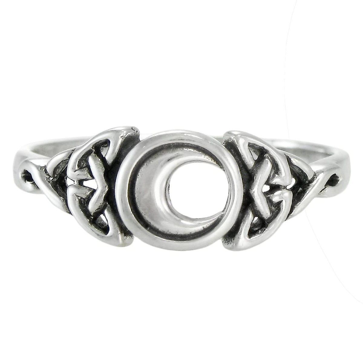 Sterling Silver Celtic Triquetra Knot Crescent Moon Ring (sz 4-15) sz 9