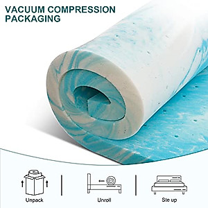 3 Inches Memory Foam Mattress Topper, Cooling Gel Infusion,Ventilated Bed Topper,Pressure Relieving,CertiPUR-US Certified