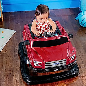 Bright Starts Ford F-150 4-in-1 Red Baby Activity Center & Push Walker with Removable Interactive Steering Wheel -Toy, 6 Months and up