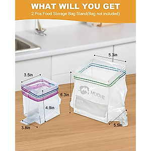 SOGUAOLO Ziplock Bag Holder,Baggy Rack Holder for Food Prep Bag,Food Storage Bag Stand,Hands-Free to Pour Leftovers,Filling Zip Lock Freezer Bag Stand,Comes with both Quart & Gallon Sizes (2 Pack)