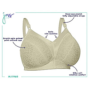 JUST MY SIZE womens Satin Stretch Wirefree Mj1960 Bras, White, 42D US