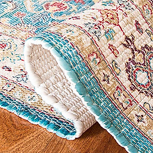 SAFAVIEH Saffron Collection 3' x 5' Navy / Cream SFN514N Handmade Boho Chic Distressed Cotton Area Rug