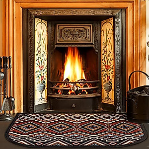 Aztec Fireplace Hearth Rug 24 x 36 Inch Fireplace Mats Southwestern Fireproof Fireplace Rug Fire Resistant Rugs for Fireplace Wood Stove Floor Protector for Kitchen Cabin Indoor Outdoor