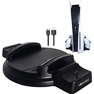 Hawksbill PS5 2 in 1 Console stand and Dual charging station, DualSense, Fast Charging for Playstation 5 Controllers