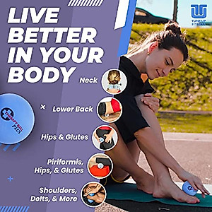 Tune Up Fitness – Therapy Ball PLUS Pair in Tote | Lacrosse Ball Upgrade - Massage Therapy Balls for Myofascial Release | Neck, Lower Back Pain, Sciatica, Shoulder Tension Relief, Physical Therapy