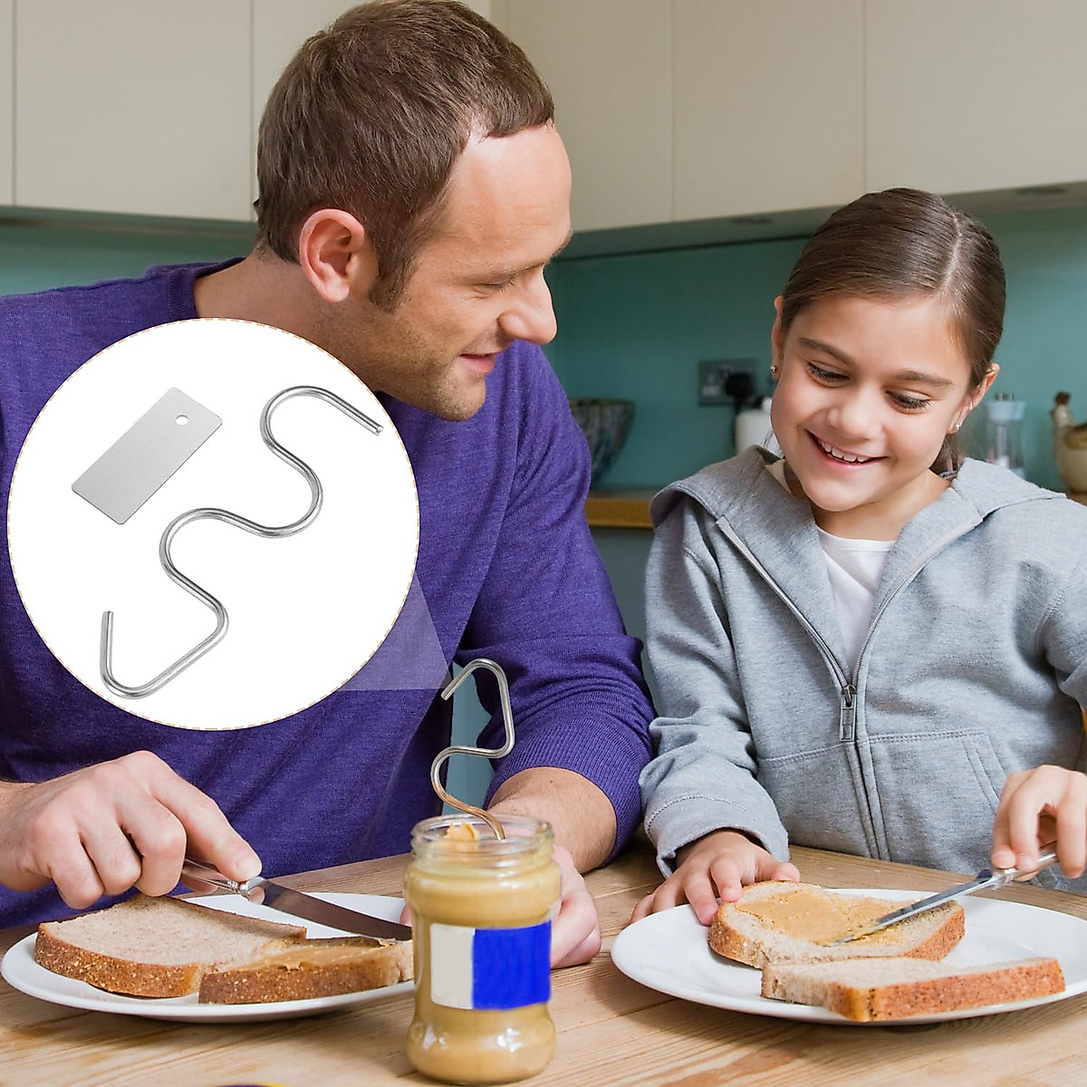 Peanut Butter Stirrer and Scraper, Stainless Steel Peanut Butter Mixer Nut Butter Stirrer Tool for 12-30OZ Jars Suitable for Mixing Various Peanut Butter & Jam