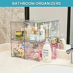 Vtopmart 4Pack 6.6'' Stackable Storage Drawers and 2Pack 4.4'' Stackable Storage Drawers