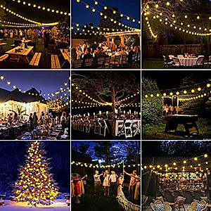 Kiosbibi Outdoor String Lights, 35.6ft 60LED Solar String Lights Outdoor Waterproof IP65, 8 Lighting Modes LED String Lights for Garden Yard Porch Wedding Party Patio Decor Christmas Gifts