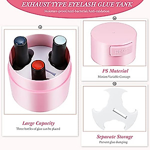 301 Pieces Lash Extension Supplies Set, Includes Eyelash Glue Storage Container, 200 Pieces Glue Wiping Cloth and 100 Pieces Disposable Lip Brushes for Lash Extension Grafting Eyelash (Pink)