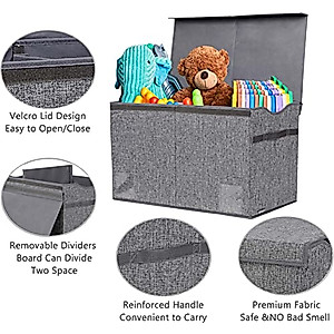 VICTOR'S Foldable Large Toy Chest with Flip-Top Lid, Decorative Holders Storage Boxes Container Bins with Durable Handles for Home Organization(C-TBX-DARK-GREY)