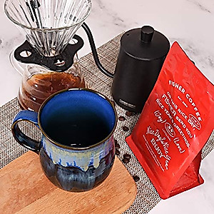Bosmarlin Large Ceramic Coffee Mug, Blue Big Tea Cup for Office and Home, 21 Oz, Dishwasher and Microwave Safe, 1 PCS