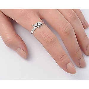 Women's Elephant Polished Ring New .925 Sterling Silver Thin Band Size 3