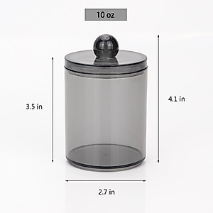 DAPOWER 2 Pack Qtip Holder Vanity Storage Canister for Cotton Ball Cotton Swab Pads Floss, 10-Ounce Clear Plastic Apothecary Jar with Lid, Bathroom Organizers and Storage (2)