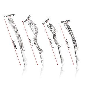 Folansy 16 Pieces Clear Rhinestone Bobby Pin Crystal Hair Pin Metal Hair Clips Decorations for Lady Women Girls,4 Styles Silver