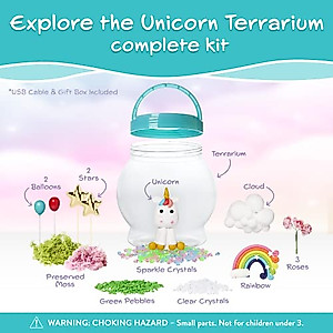 Unicorn Jewelry Box for Girls and DIY Light Up Unicorn Terrarium Kit for Kids