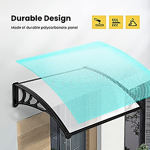 VIVOHOME Polycarbonate Window Door Awning Canopy Transparent with Black Bracket 40 Inch x 80 Inch