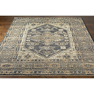 Hauteloom Huntspill Wool Living Room, Bedroom Area Rug - Traditional - Black, Charcoal, Peach - 8' x 10'