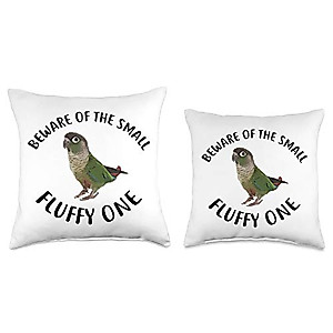 Cute Green Cheek Conure Parrot Design Funny Beware of My Green Cheek Conure Parrot Lovers Gift Throw Pillow, 18x18, Multicolor