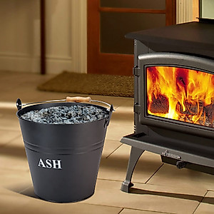 Ash Bucket with Lid and Handle, Galvanized Iron Ash Pail for Fireplace, Fire Pits and Wood Burning Stoves