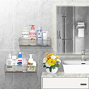 Iukpptui 2 Pack Shower Shelf Bathroom Shelf Organizer Wall Mounted Makeup Cosmetic Storage Tray Rack No Drilling