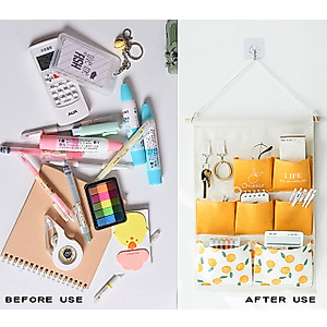 2 Packs Over The Door Storage Pockets,Hanging Storage Bags Organizer Linen Cotton Fabric Wall Door Closet 10 Pockets Home Organizer for Bedroom & Bathroom by AARainbow (Orange, C)