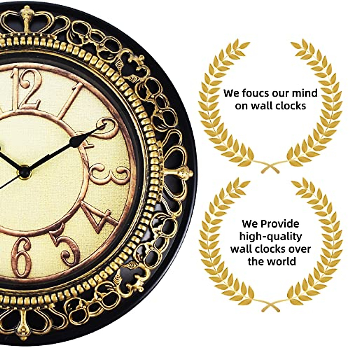 FAERIE Wall Clock for Living Room Decor Large Wall Clock Battery Operated,12 Inches Round Bathroom Clock Silent Kitchen Clock Wall Cute Small Clock Non Ticking Modern Wall Clock Analog Clock