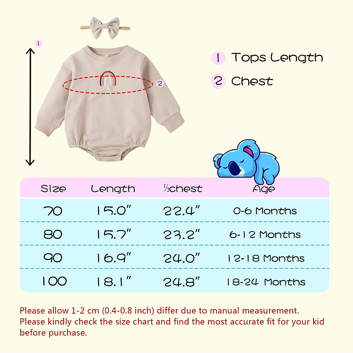 DREAM BUS Newborn Baby Girl Clothes Sweatshirt Long Sleeve Oversized Romper Toddler Girl Fall Winter Sweater With Headband(Gray,0-6months)