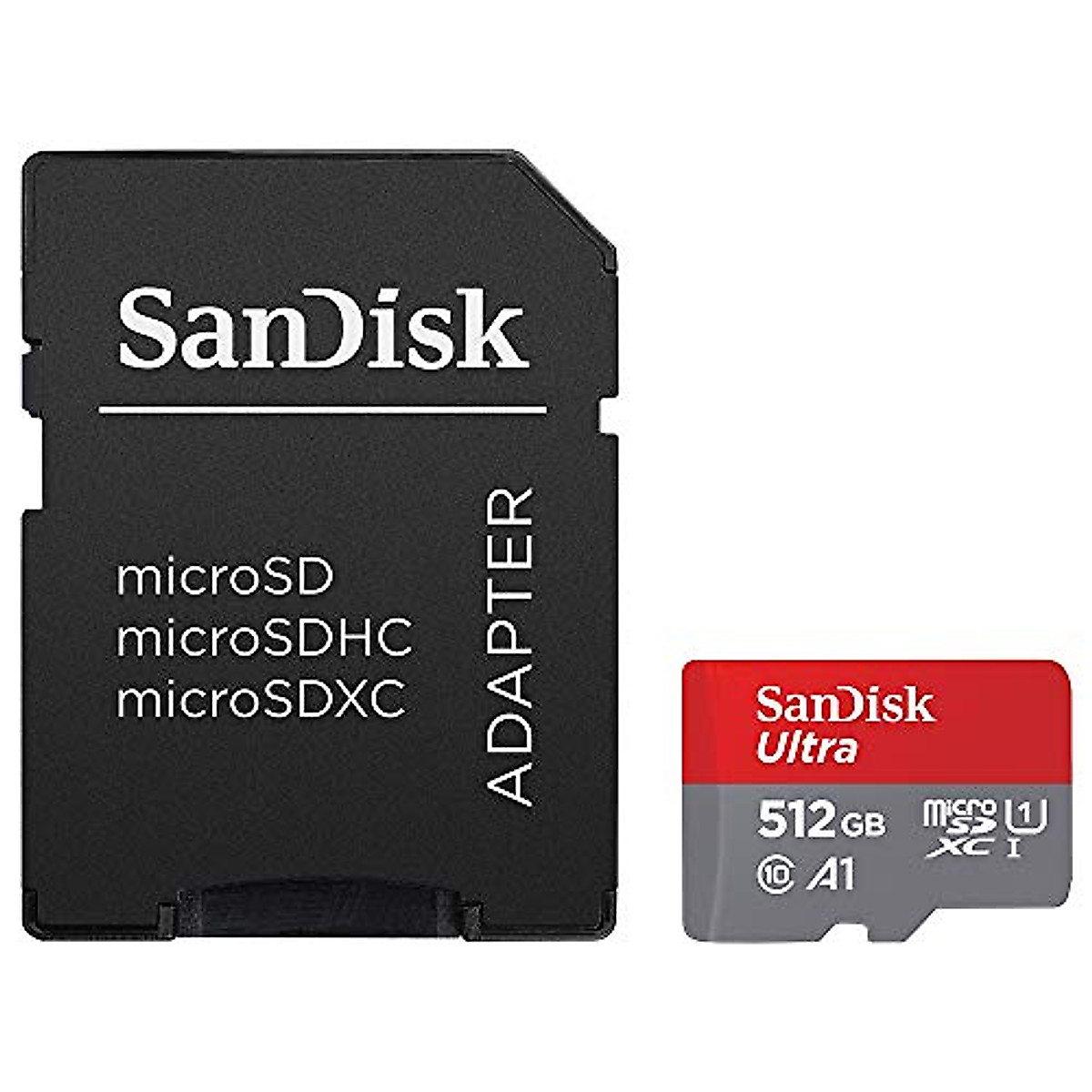 SanDisk 512GB Ultra MicroSDXC UHS-I Memory Card with Adapter - 100MB/s, C10, U1, Full HD, A1, Micro SD Card - SDSQUAR-512G-GN6MA