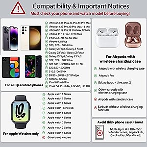 Wireless Charging Station for Apple Multiple Devices, 3 in 1 Wireless Charger with Clock for iPhone 14 Pro Max/14 Pro/14/13/12/X/XR, AirP od Pro 3/2, Apple Watch Stand for iWatch Series 8/7/6/SE