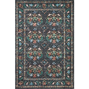 Loloi Rifle Paper Co. x Courtyard Charcoal 2'-3" x 3'-9" Oval Accent Rug